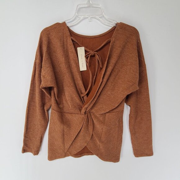 Doe & Rae | Sweaters | Doe Rae Mauve Pink Twist Knot Cross Back Long ...